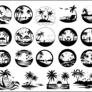 Beach Scene SVG Bundle, Summer Svg , Palm Tree Svg ,instant Digital ...