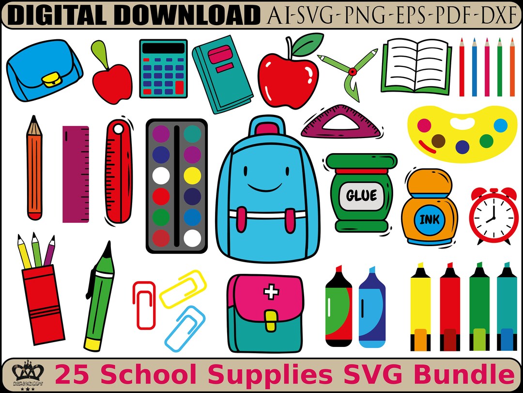 School Supplies SVG Bundle, Back to School SVG, School Supplies Svg ...