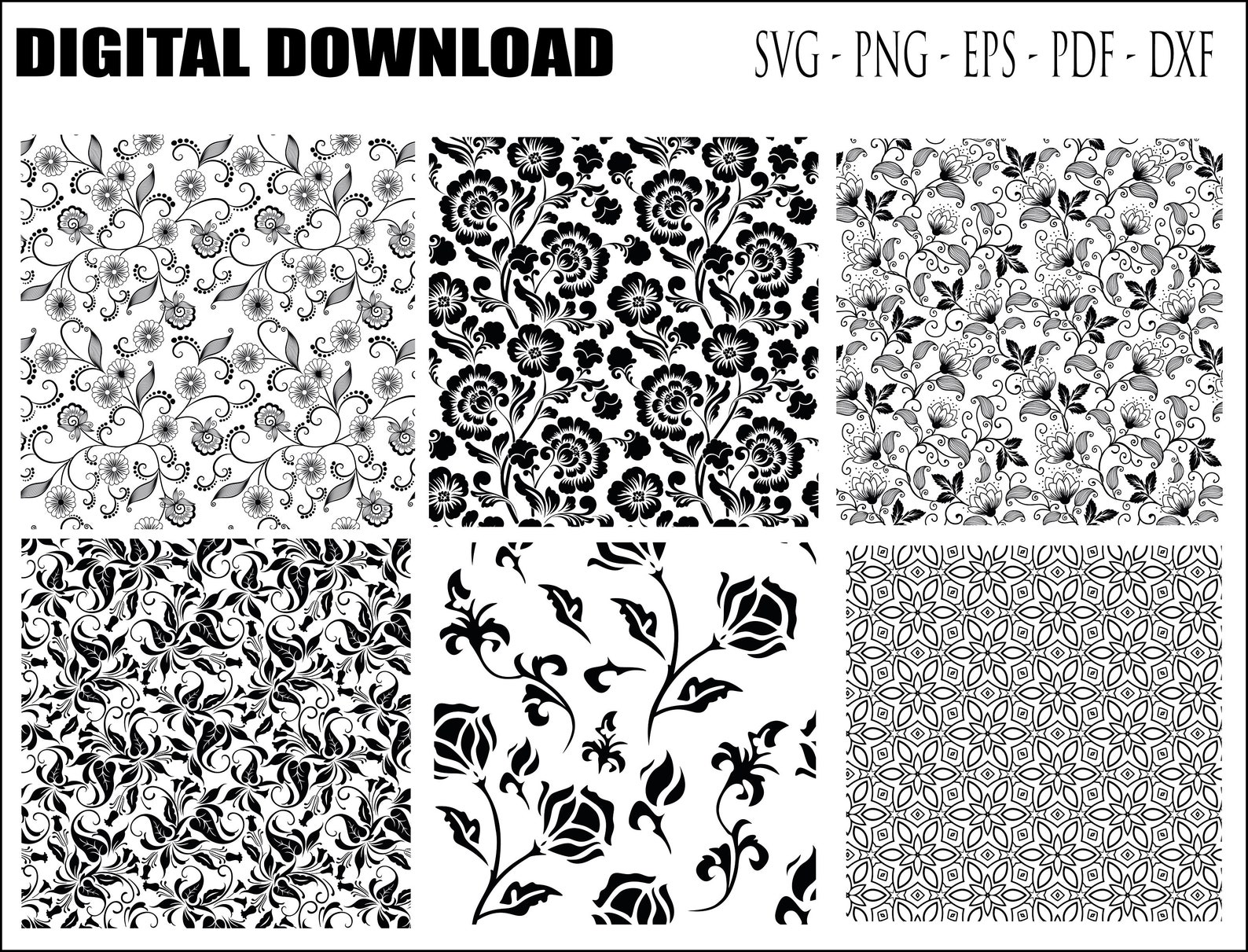 26 Seamless Patterns SVG Bundle, Tooled Leather Svg, Seamless Tumbler ...