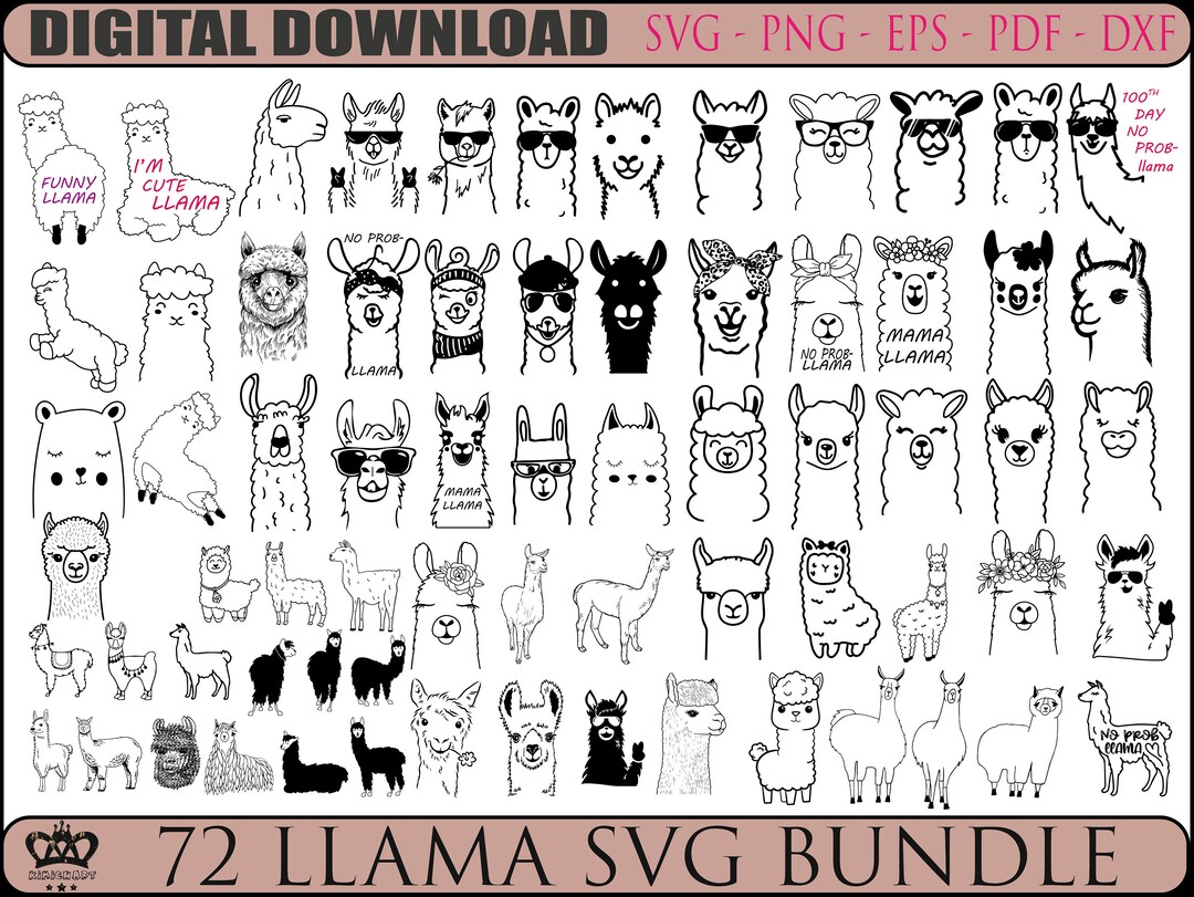 Llama SVG Bundle, Llama Aviator Sunglasses SVG, Llama Svg, Alpaca Svg ...