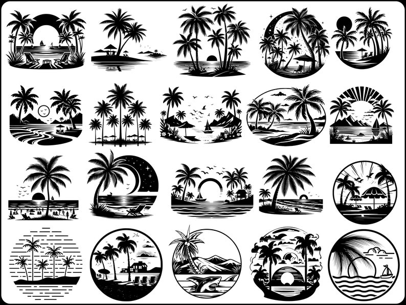 63 Beach Scene SVG Bundle, Summer Svg , Palm Tree Svg ,instant Digital ...