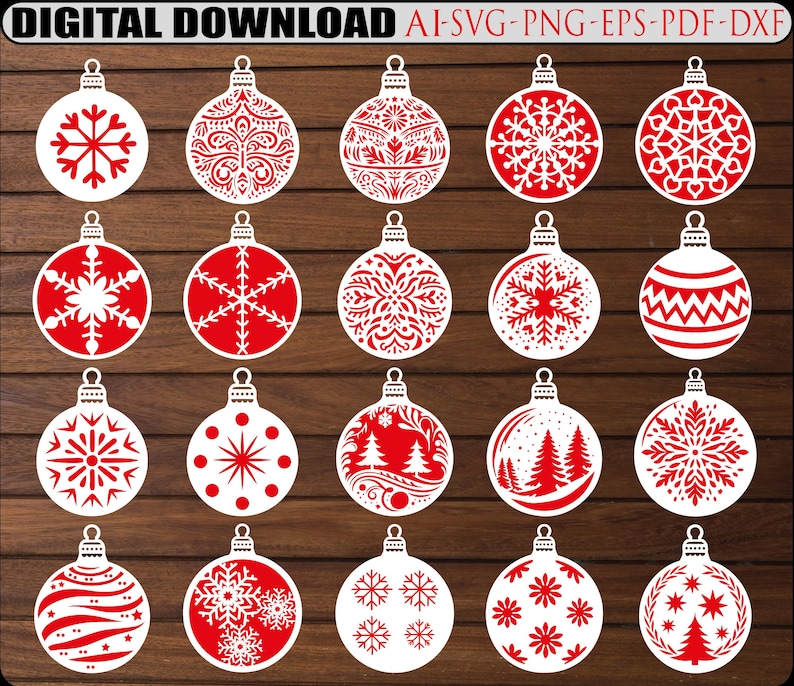 20 Christmas Balls Svg, Christmas Decorations Cut Files, Christmas Tree ...