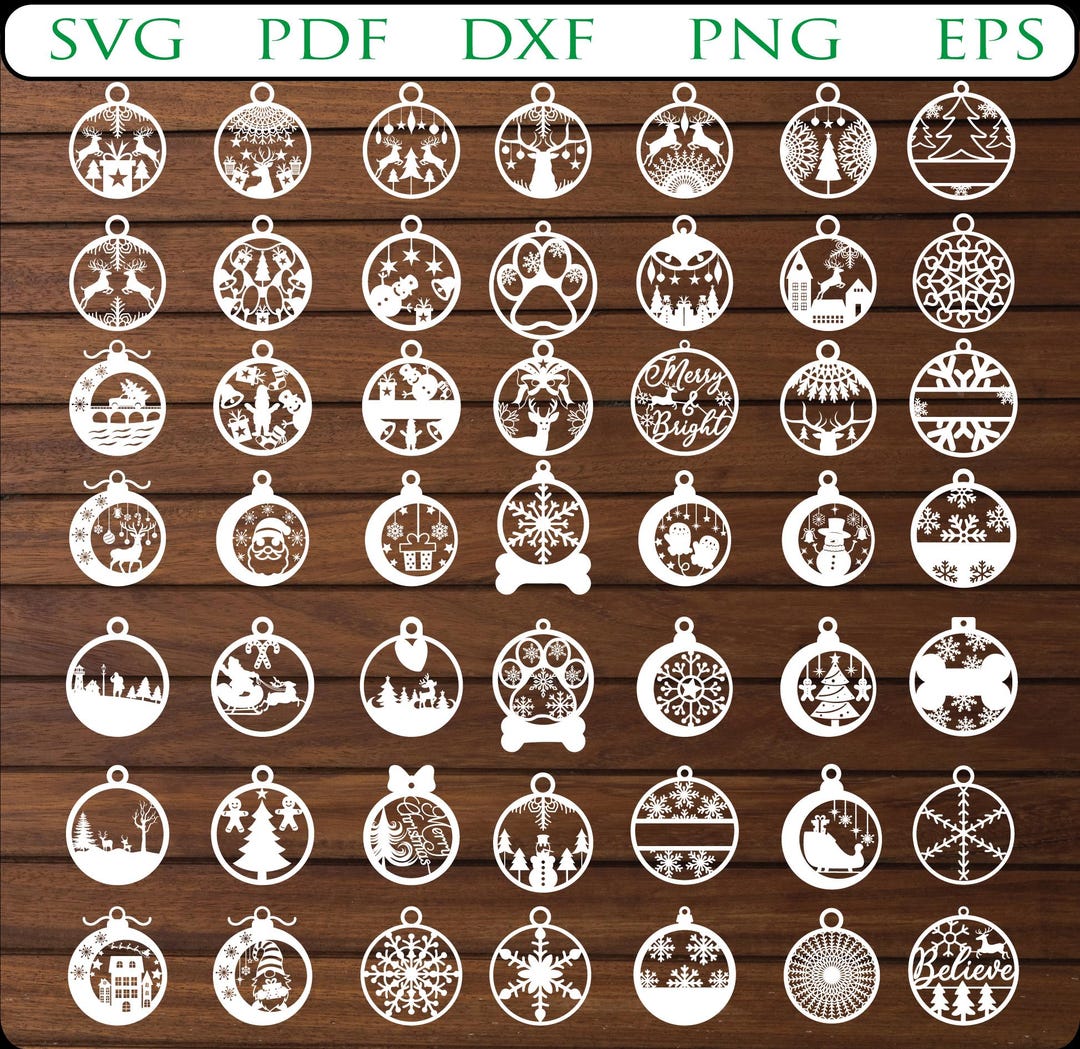 49 Christmas Balls Svg , Christmas Ornament Laser Cut SVG Bundle, Set ...