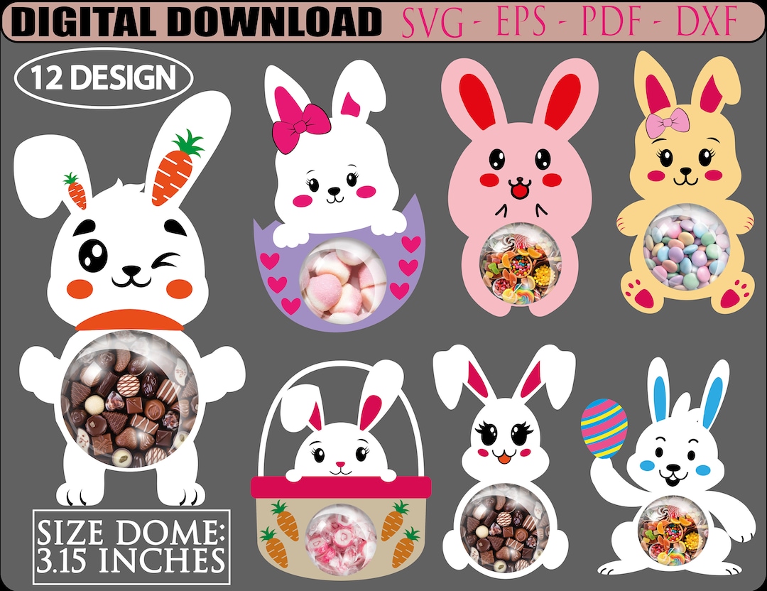 Easter Candy Dome SVG Bundle, Easter Candy Holder SVG, Bunny Candy ...