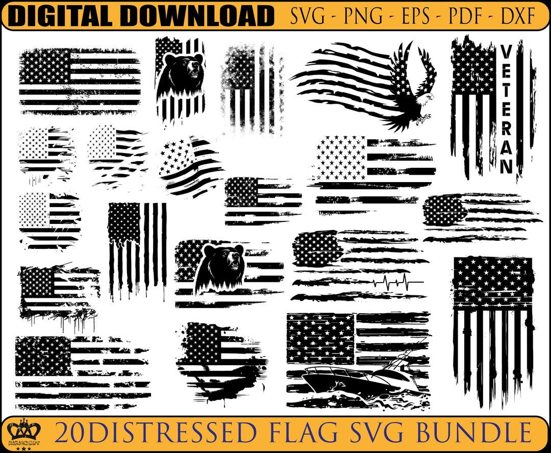 20 Distressed Flag Svg Bundle, 4th of July , American, Svg, Flag, Png, Cricut, Tshirts, Digital ...