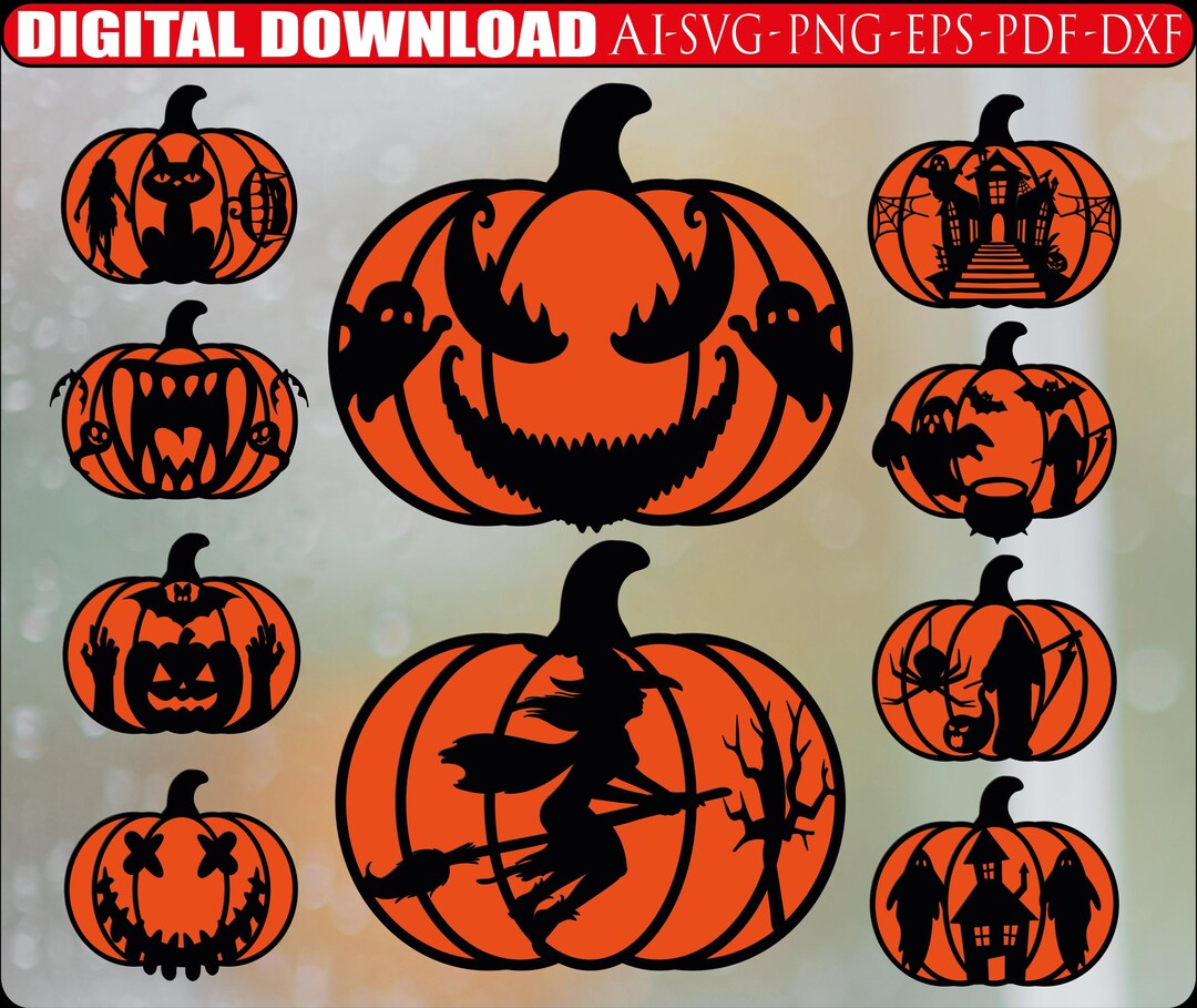 Halloween Pumpkin Bundle Svg, Pumpkins Svg, Halloween Decor Svg ...