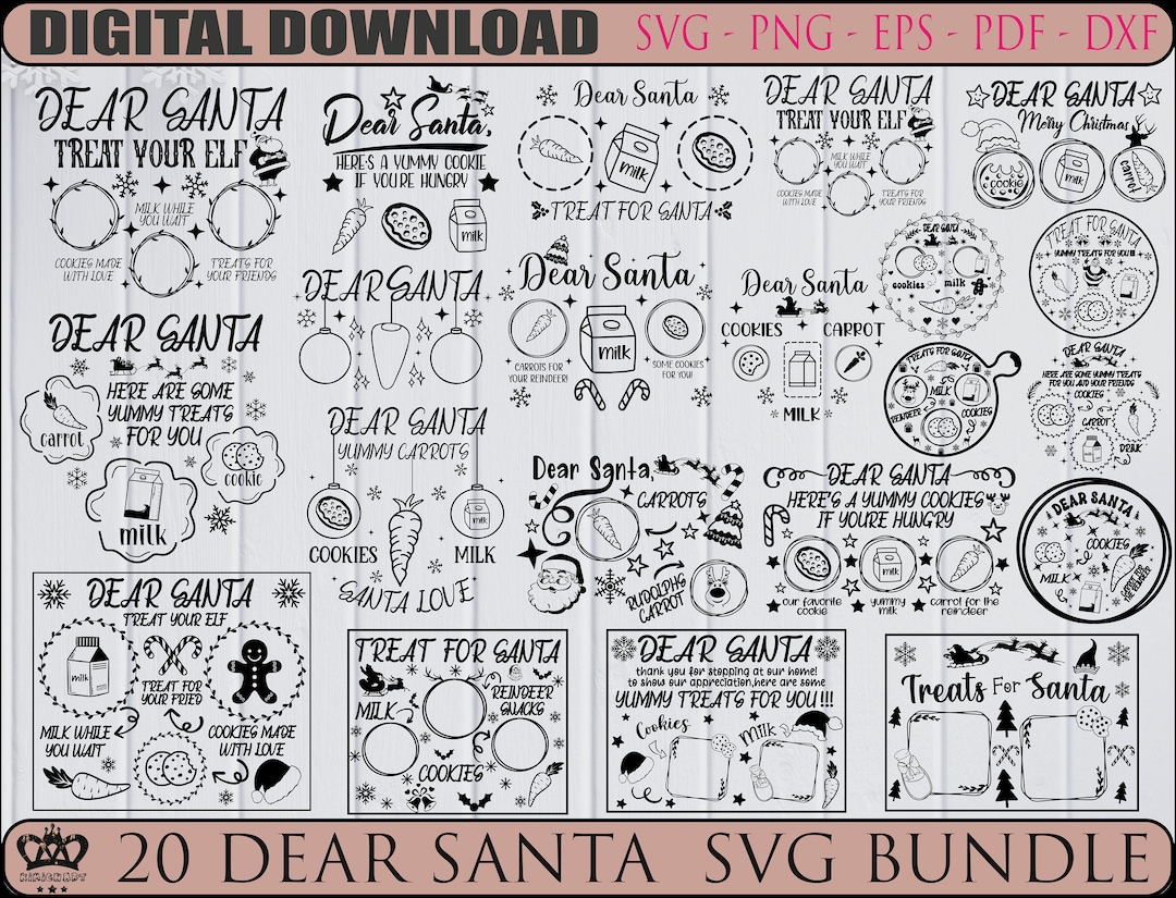 20 Dear Santa SVG Bundle, Christmas SVG, Santa Tray SVG, Santa Plate ...