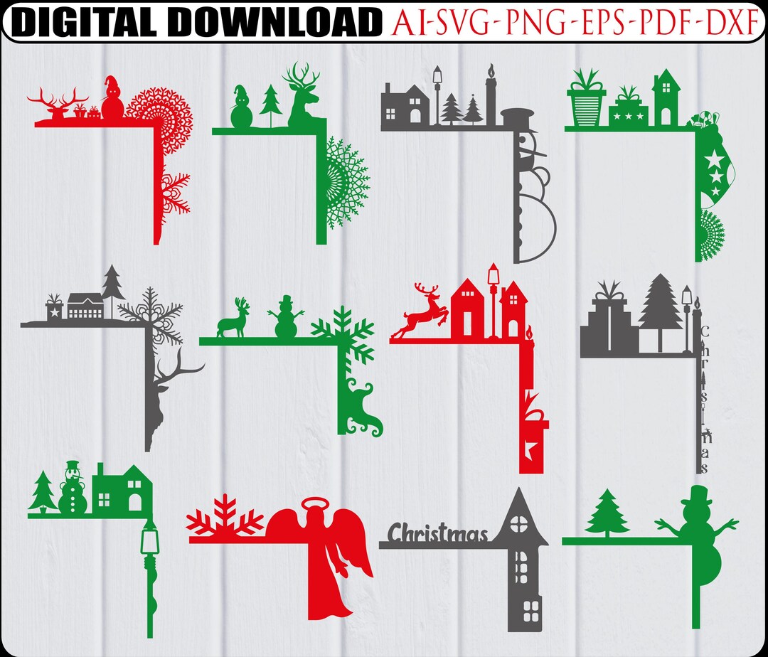 12 Christmas Door Corner Svg Cut File, Christmas Door Trim Corner Decor ...
