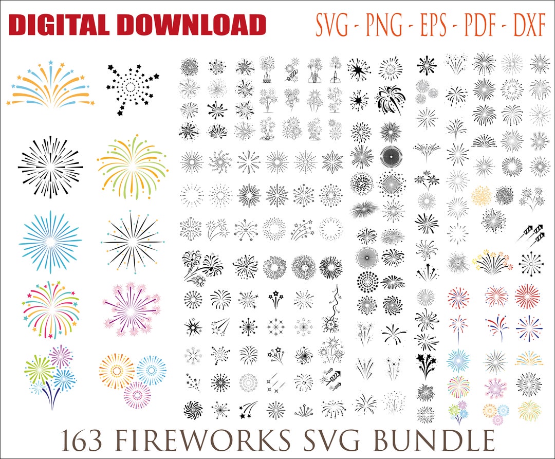 163 Fireworks SVG Bundle, Fireworks SVG, New Year Svg, Fireworks Svg ...