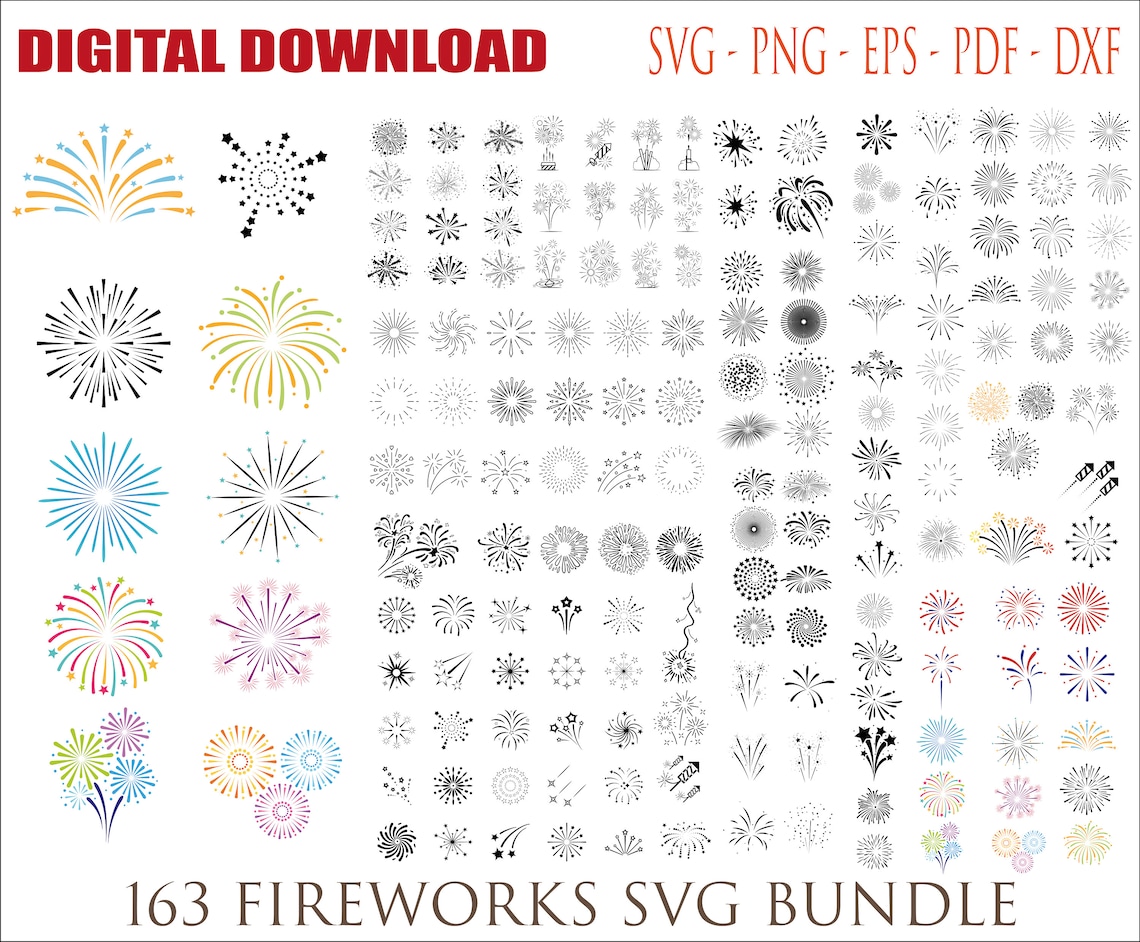 163 Fireworks SVG Bundle, Fireworks SVG, New Year Svg, Fireworks Svg ...