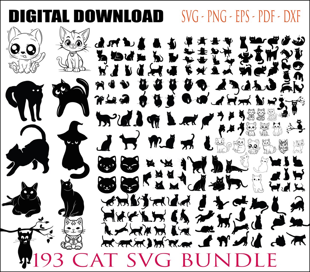 Cat Svg Bundle , Cat Silhouette ,cat SVG , Cat Head Svg,cat Face SVG ...