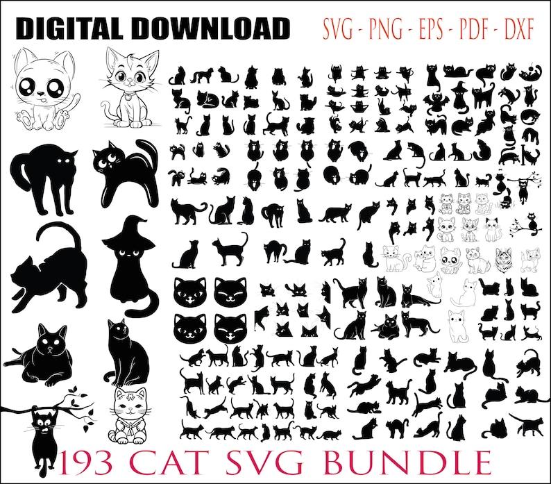 Cat Svg Bundle , Cat Silhouette ,cat SVG , Cat Head Svg,cat Face SVG ...