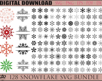 128 Snowflake SVG Bundle, Snowflakes for Digital Download, Winter SVG ...