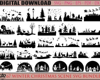 Winter Christmas Scene SVG, Winter Scene SVG, Magical Christmas Scene ...