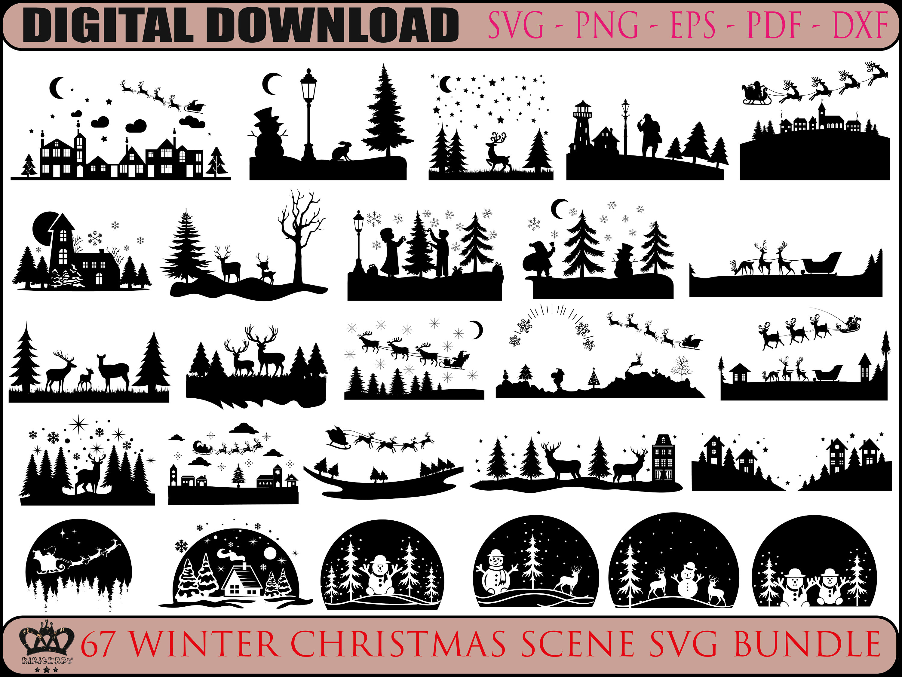 67 Winter Christmas Scene SVG, Winter Scene SVG, Magical Christmas ...
