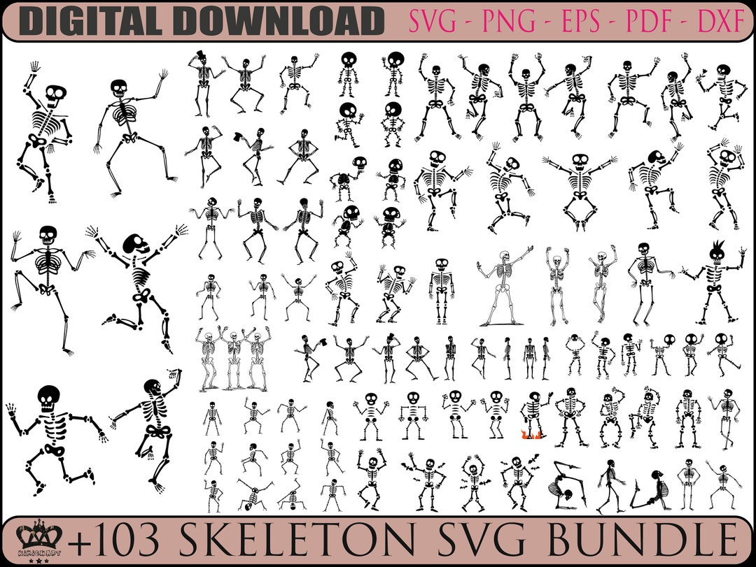 SKELETON SVG, Skeleton Svg Bundle, Skeleton Clipart, Skeleton Cut Files ...