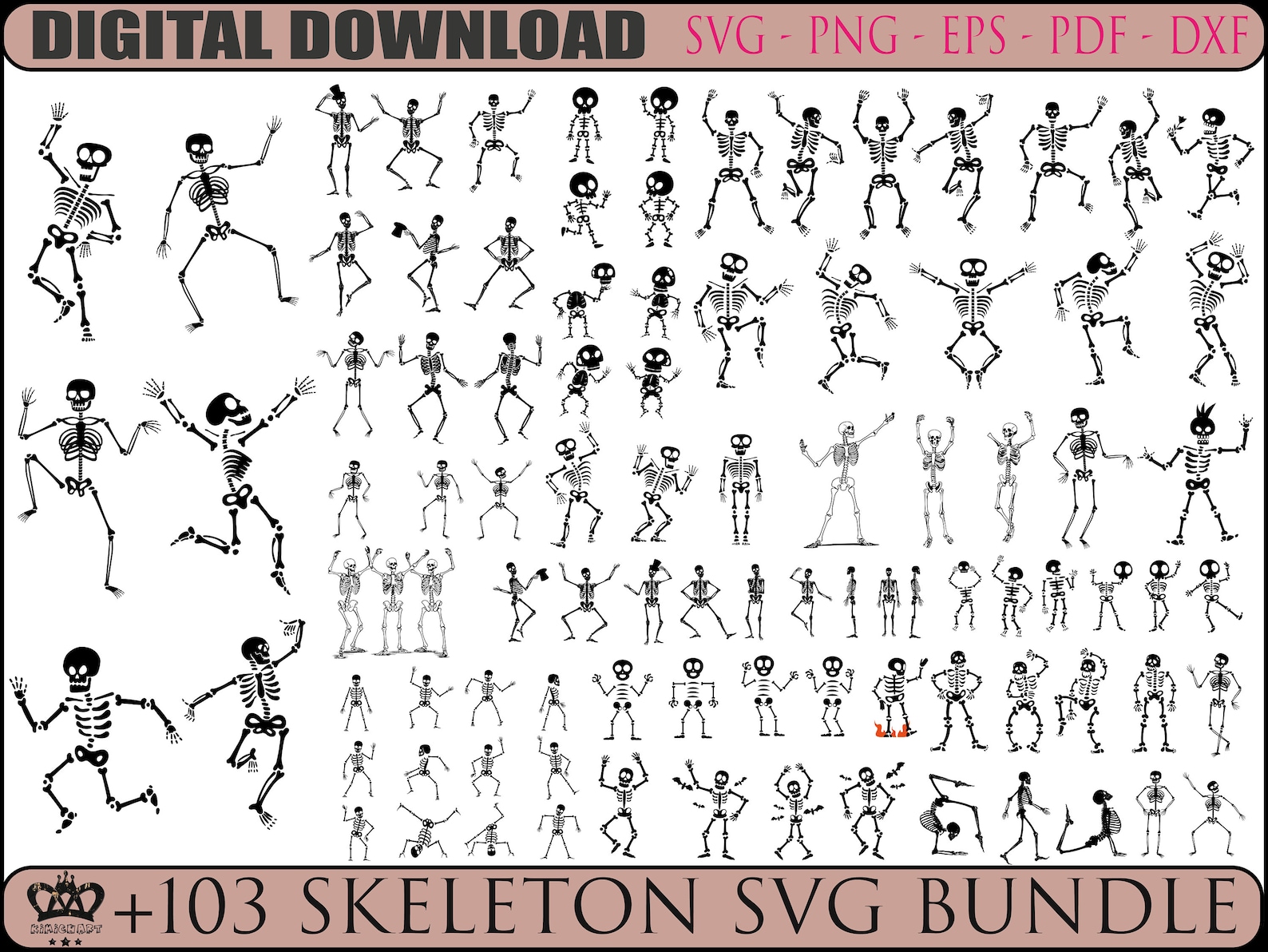 SKELETON SVG, Skeleton Svg Bundle, Skeleton Clipart, Skeleton Cut Files ...