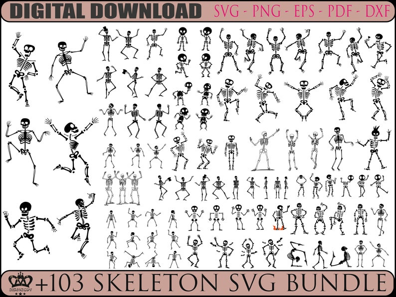SKELETON SVG, Skeleton Svg Bundle, Skeleton Clipart, Skeleton Cut Files ...