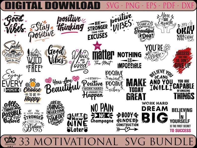 Positive Quote Svg, Motivational Svg Bundle , Self Love Svg ...
