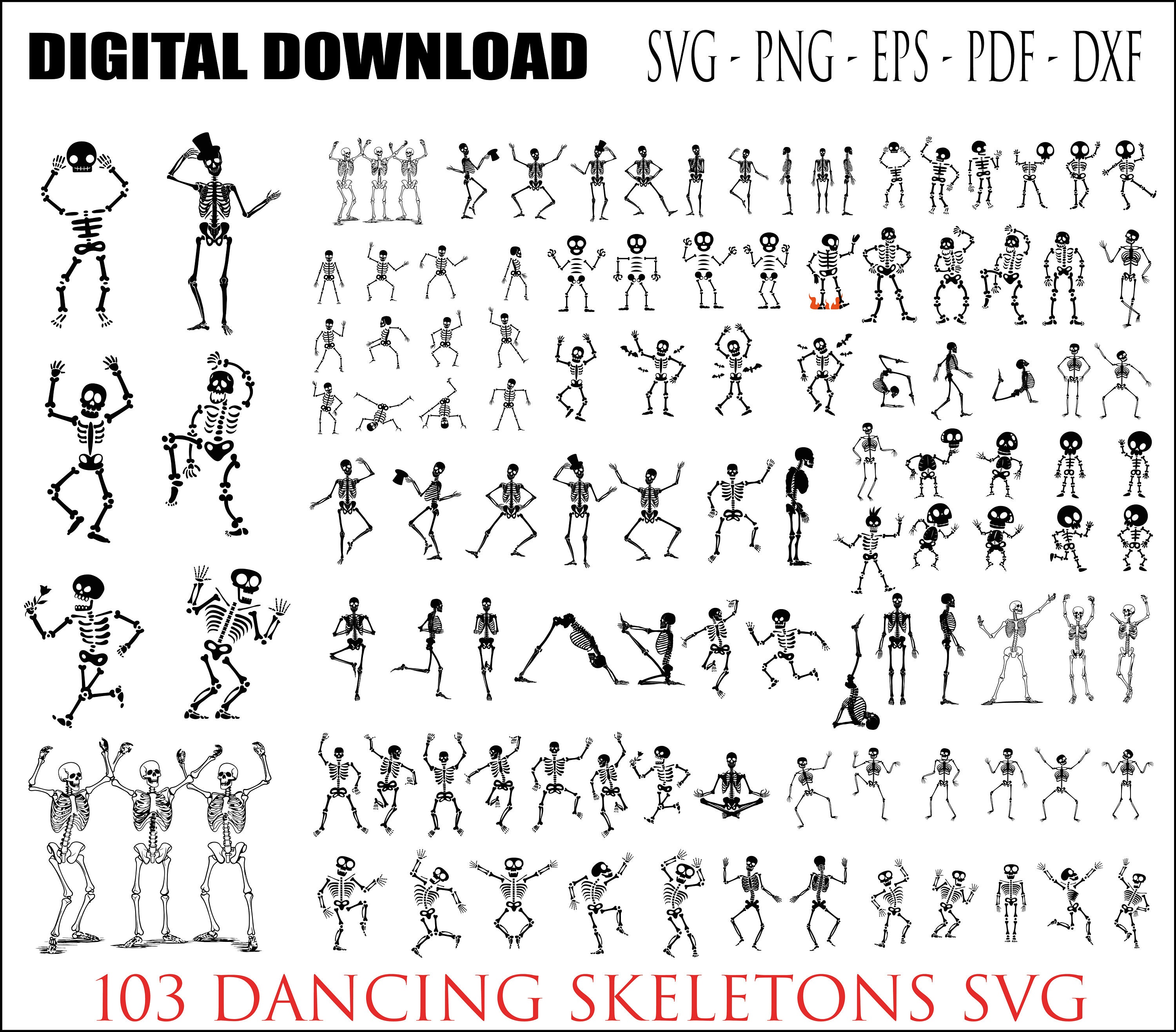 SKELETON SVG Skeleton Svg Bundle Skeleton Clipart Skeleton - Etsy UK