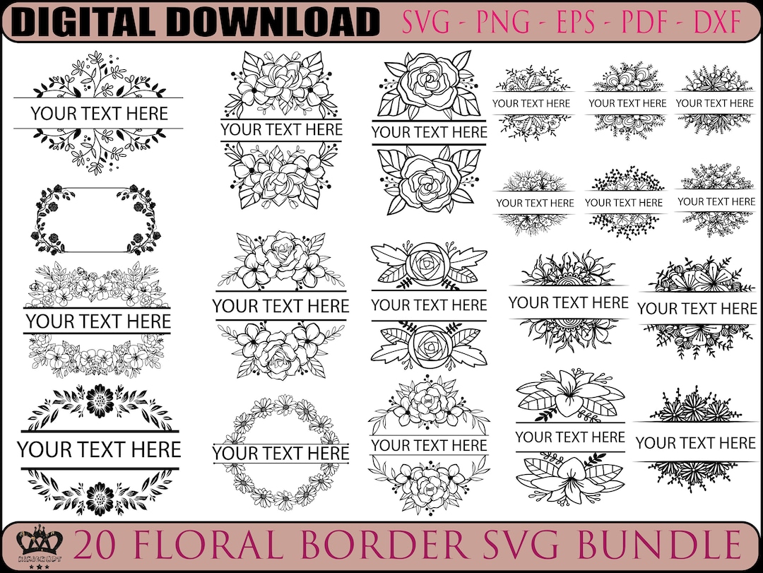 20 FLORAL BORDER Svg BUNDLE Flower Frame Svg File Cricut Botanical ...