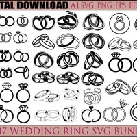 Marriage Rings Svg Bundle Ring Svg Wedding Svg Clipart Silhouette ...