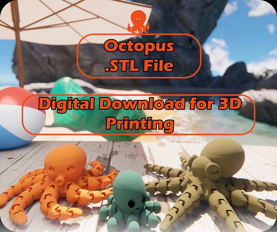 03 Tiny Octopus, 3D, STL File for 3D Printing, STL Print Files ...