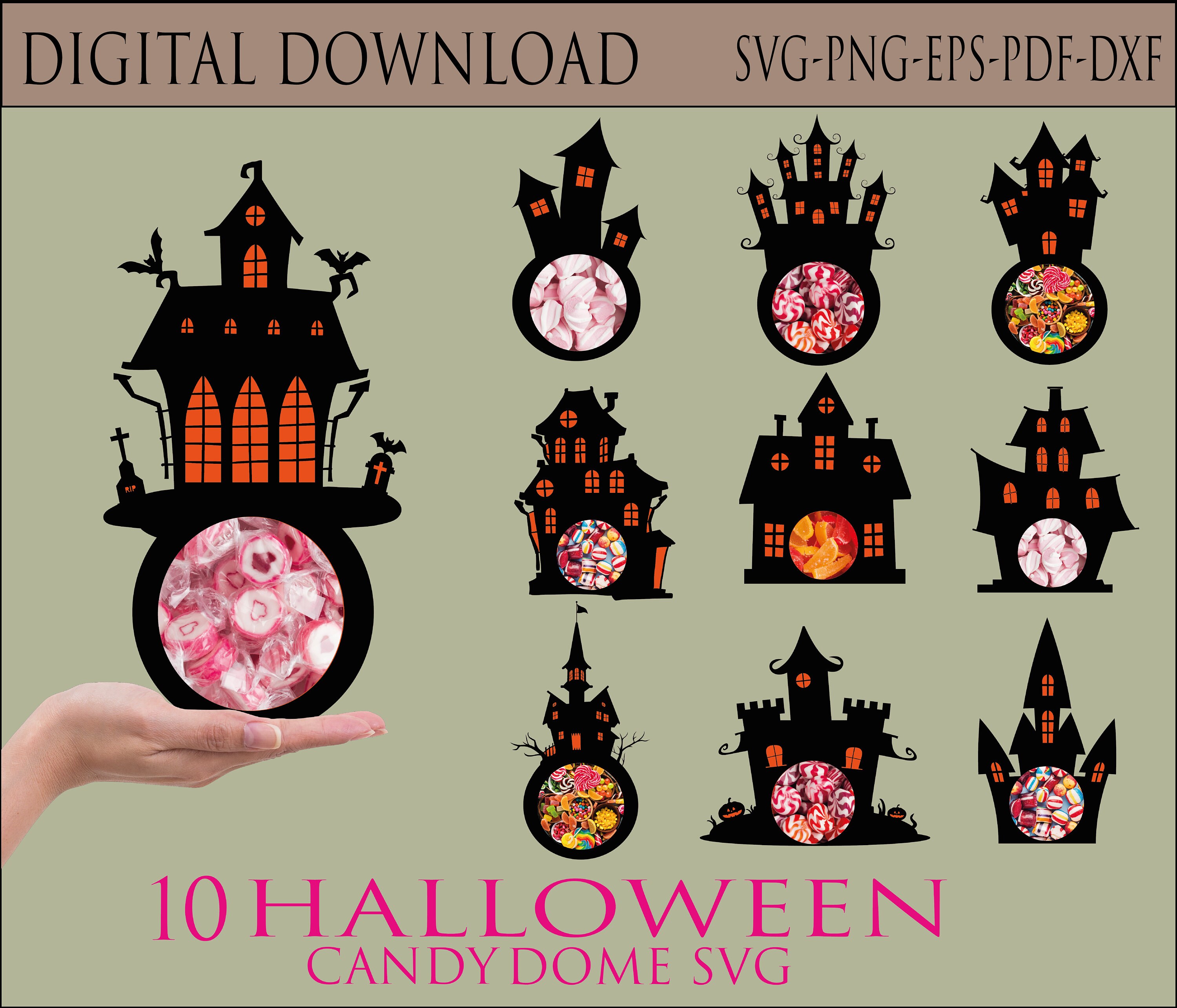 10 Halloween Candy Dome SVG Big Bundle Halloween Candy Holder - Etsy