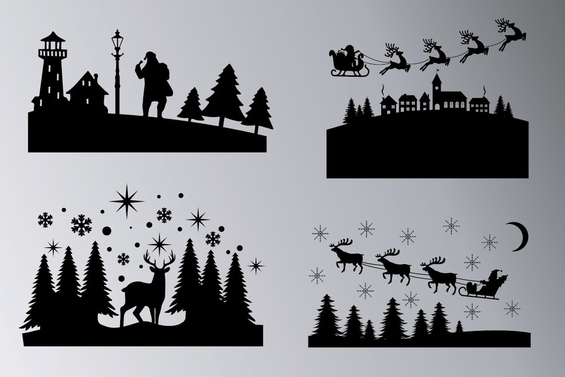 Winter Christmas Scene SVG, Winter Scene SVG, Magical Christmas Scene ...