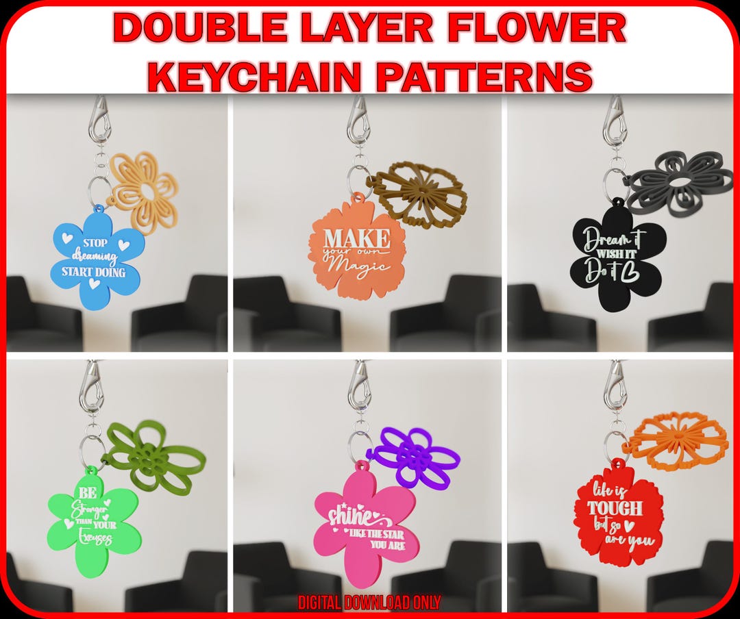 Laser Cut Digital File / Flower Keychain SVG, PNG / Glowforge / Floral ...