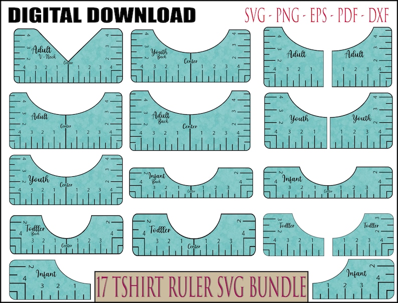 17 Tshirt Ruler Svg Bundle, Tshirt Alignment Tool Svg, Centering Tool ...