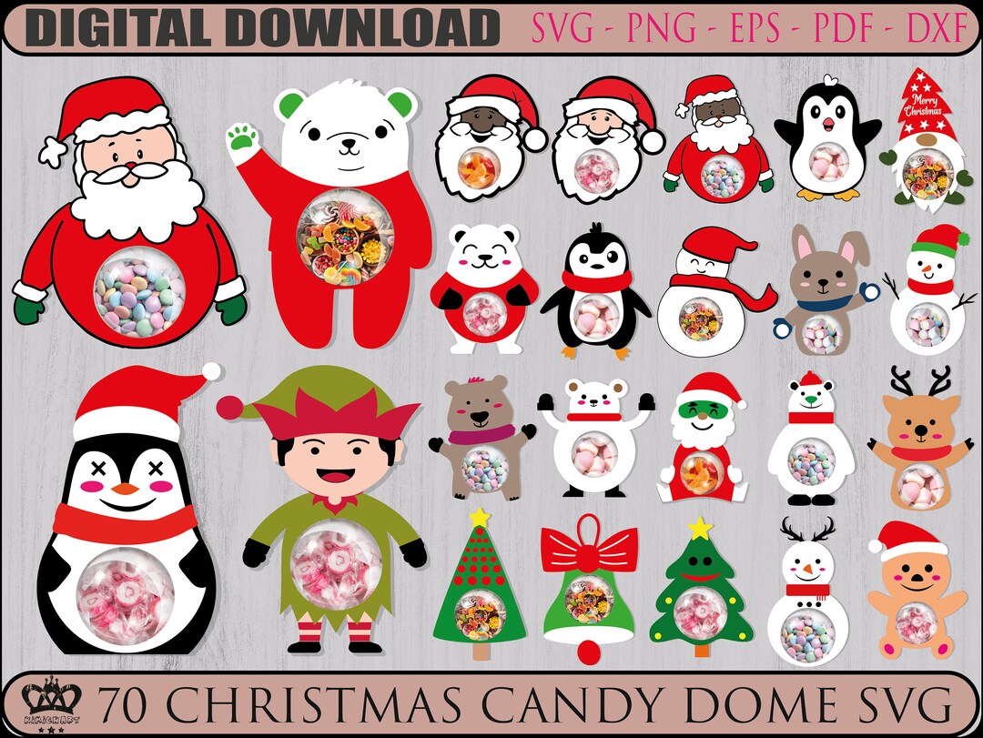 Christmas Candy Dome SVG Bundle, Candy Ornaments SVG, Chocolate Holder ...
