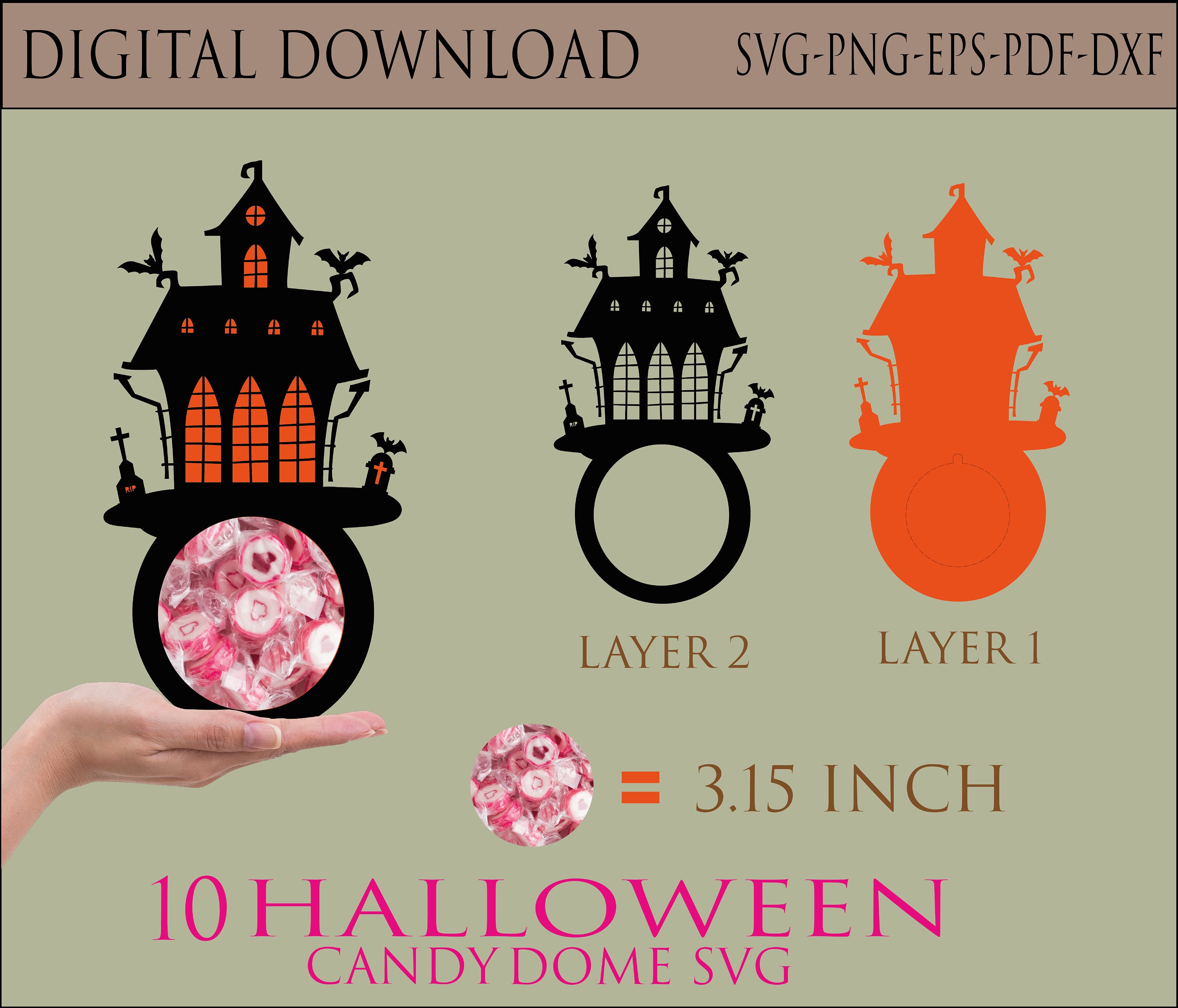 10 Halloween Candy Dome SVG Big Bundle Halloween Candy Holder - Etsy