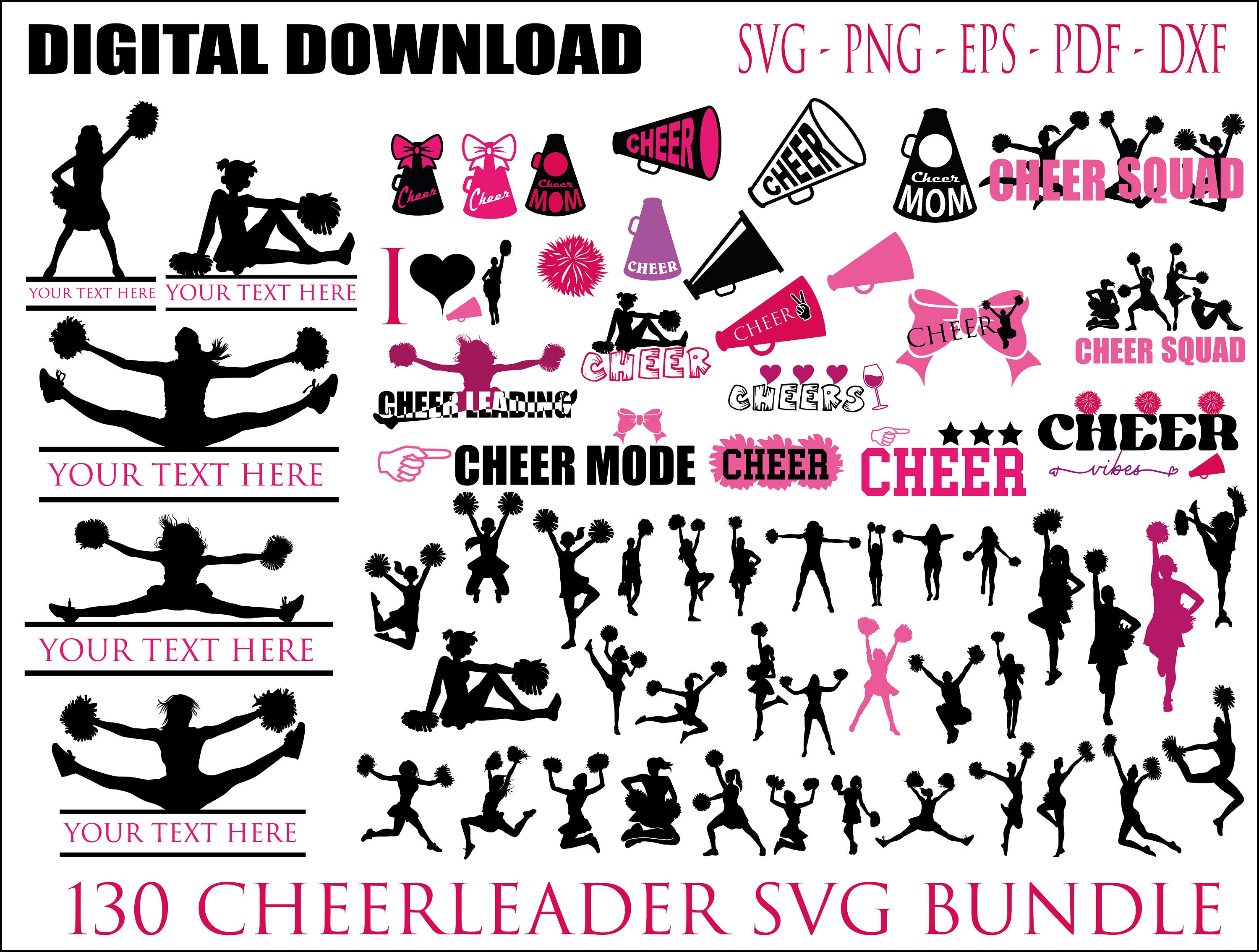 130 Cheerleader Svg Cheerleading Svg Bundle Cheer Svg - Etsy