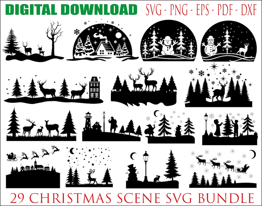 Winter Christmas Scene SVG, Winter Scene SVG, Magical Christmas Scene ...