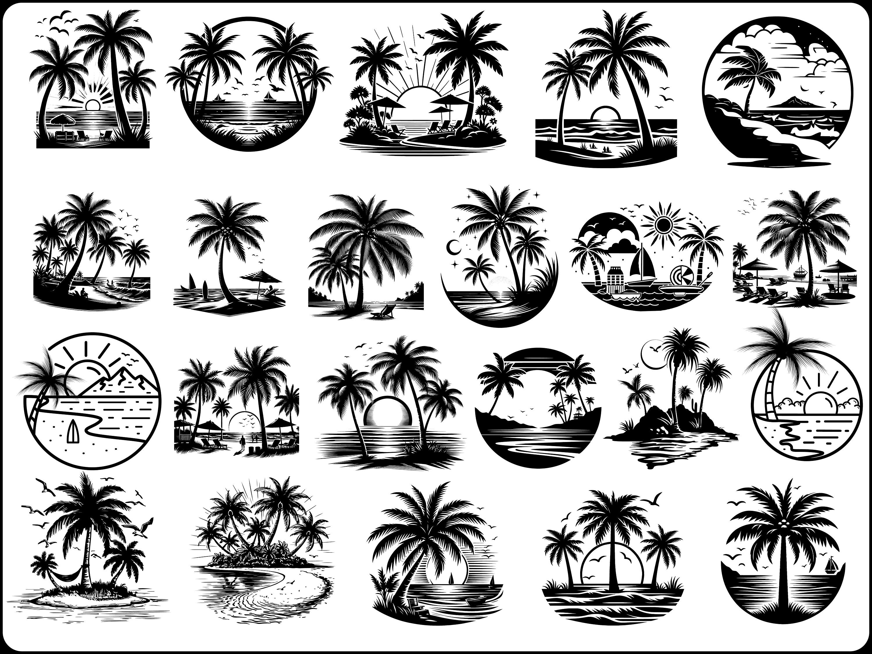63 Beach Scene SVG Bundle, Summer Svg , Palm Tree Svg ,instant Digital ...