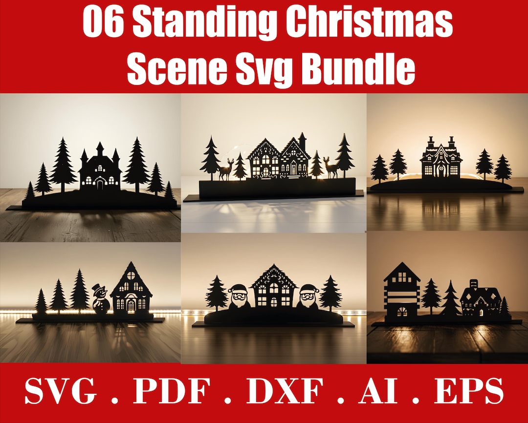 06 Standing Scenes Christmas Svg Bundle Laser Cut File, Christmas ...