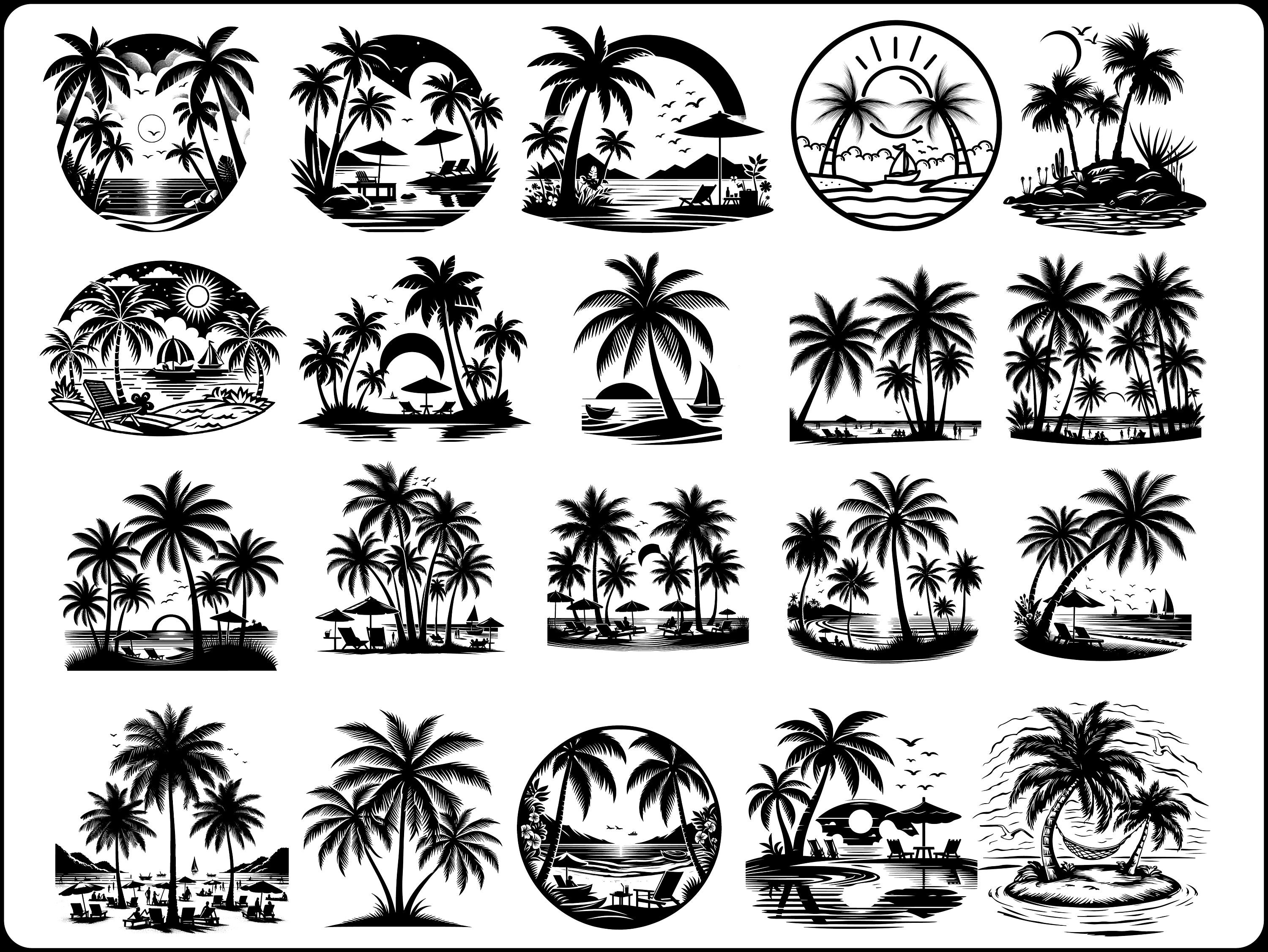 63 Beach Scene SVG Bundle, Summer Svg , Palm Tree Svg ,instant Digital ...