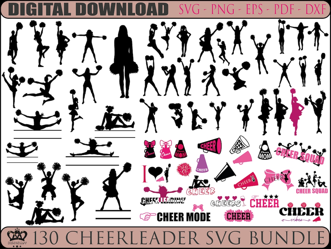 130 Cheerleader Svg, Cheerleading Svg Bundle, Cheer Svg, Cheerleader ...