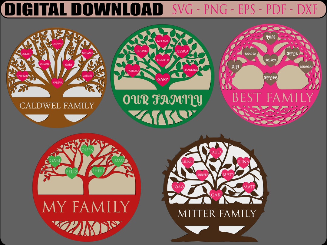 05 Family Tree Laser Cut Svg Files, Laser Files , Vector Files for Wood ...