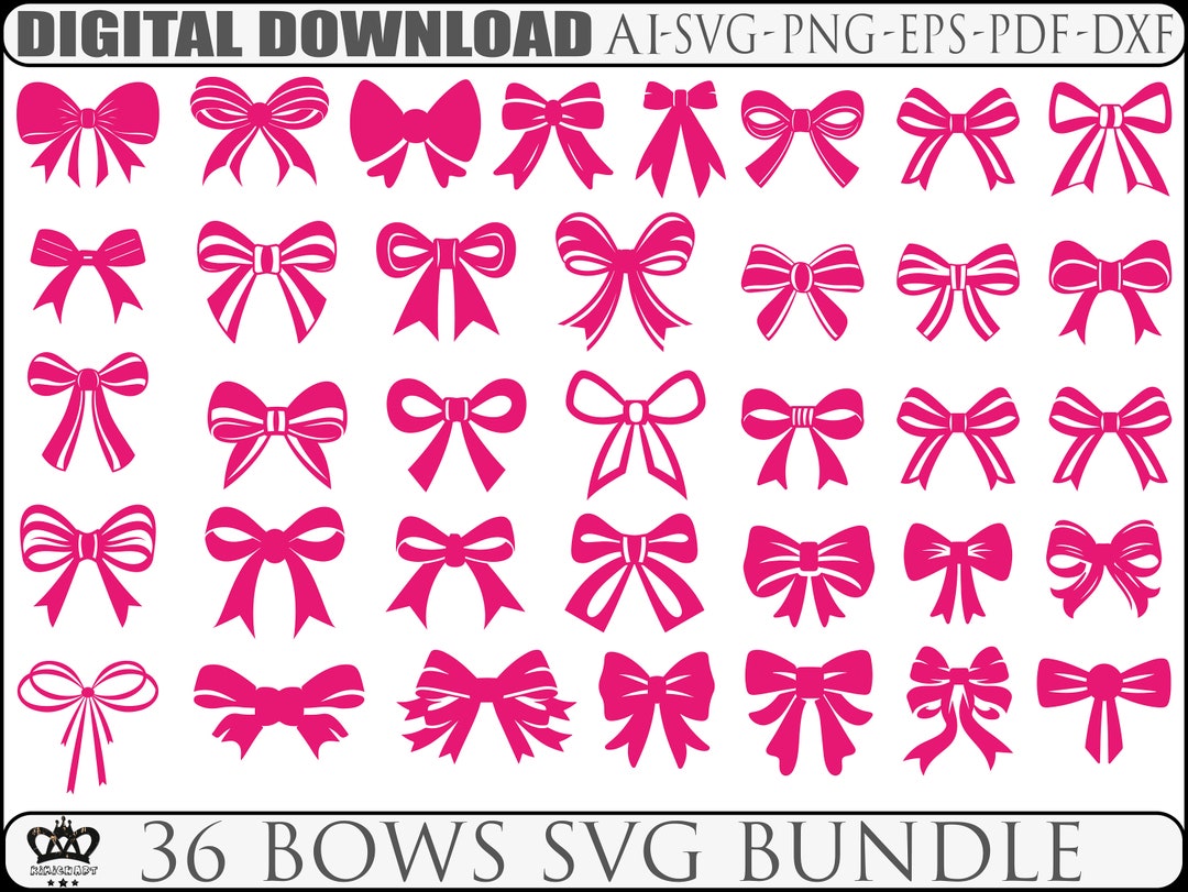Bows Svg Bundle, Bow Svg File, Bow Cut Files, Bow Laser Template ...