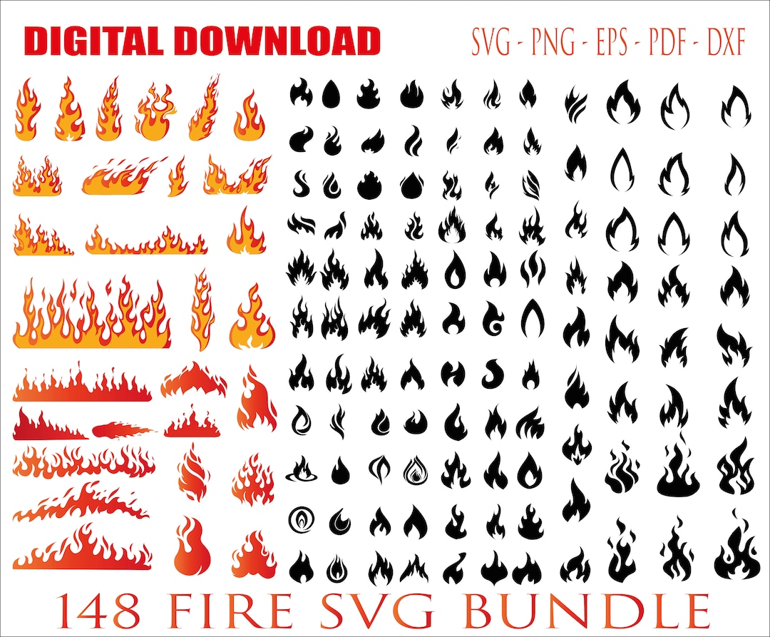 Fire SVG Bundle, Fire Clipart, Fire Svg Files, Fire Flames Svg, Flames ...