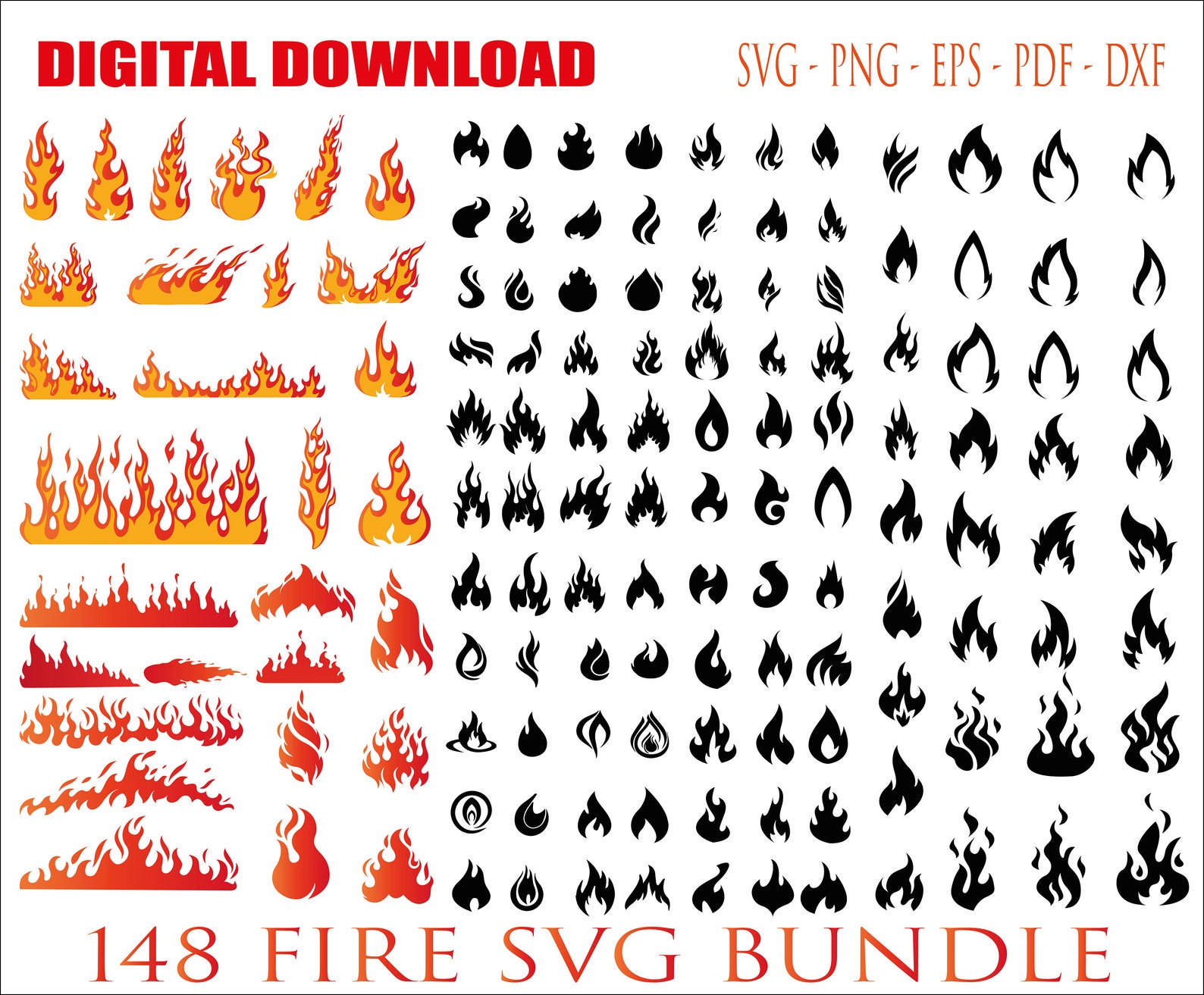 Fire SVG Bundle, Fire Clipart, Fire Svg Files, Fire Flames Svg, Flames Frame Svg, Fire Frame Svg ...