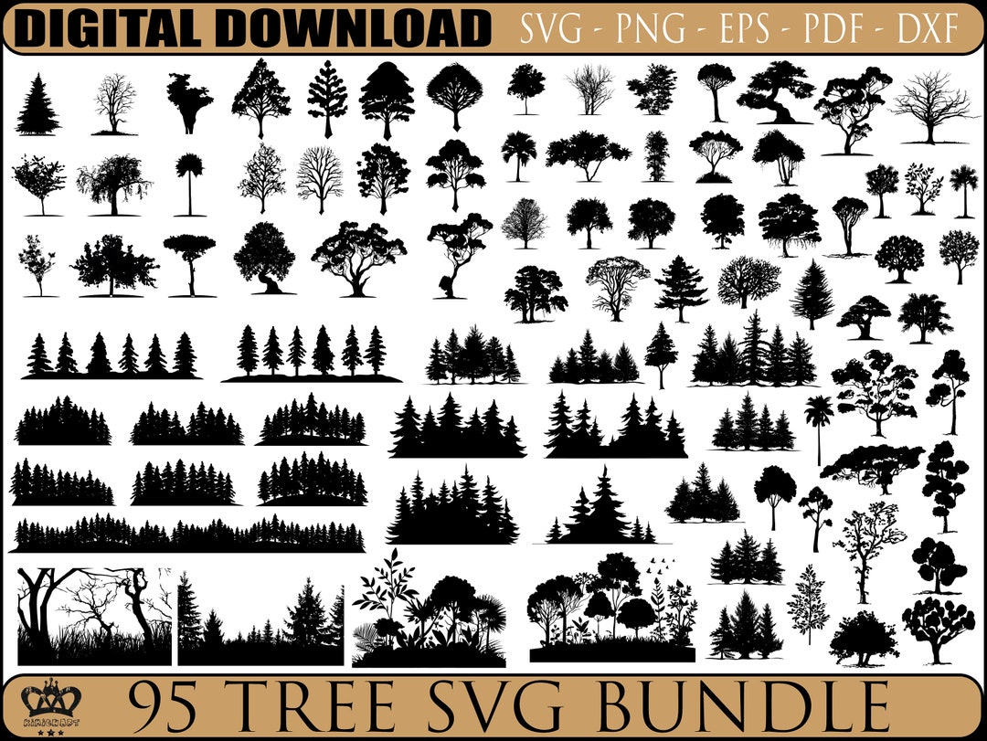 95 Tree SVG Bundle, Tree Silhouette Svg, Tree SVG, Trees Svg,forest Svg ...