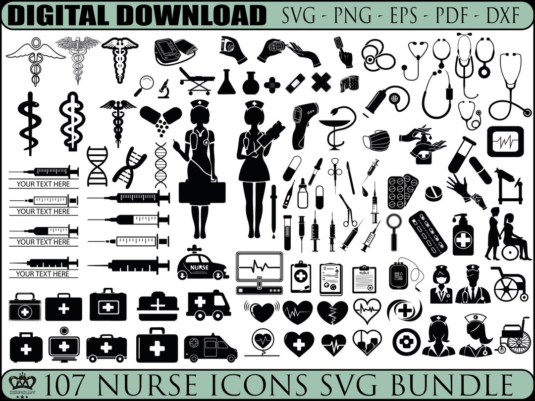 Nurse Icons SVG Bundle, Nurse Quotes SVG, Doctor Svg, Nurse Svg Heart ...