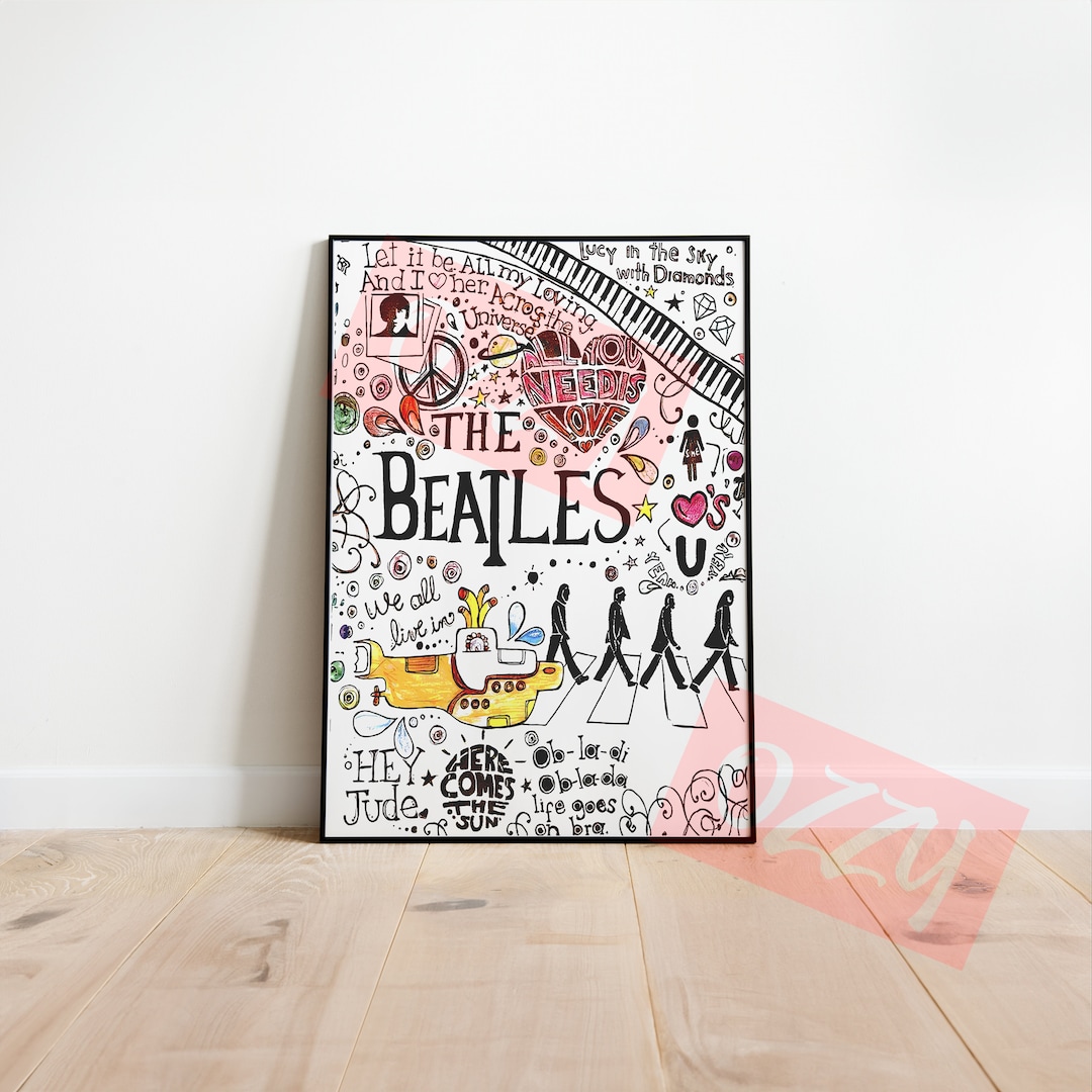 The Beatles Band Doodle Poster Instant Download Printable High DPI ...