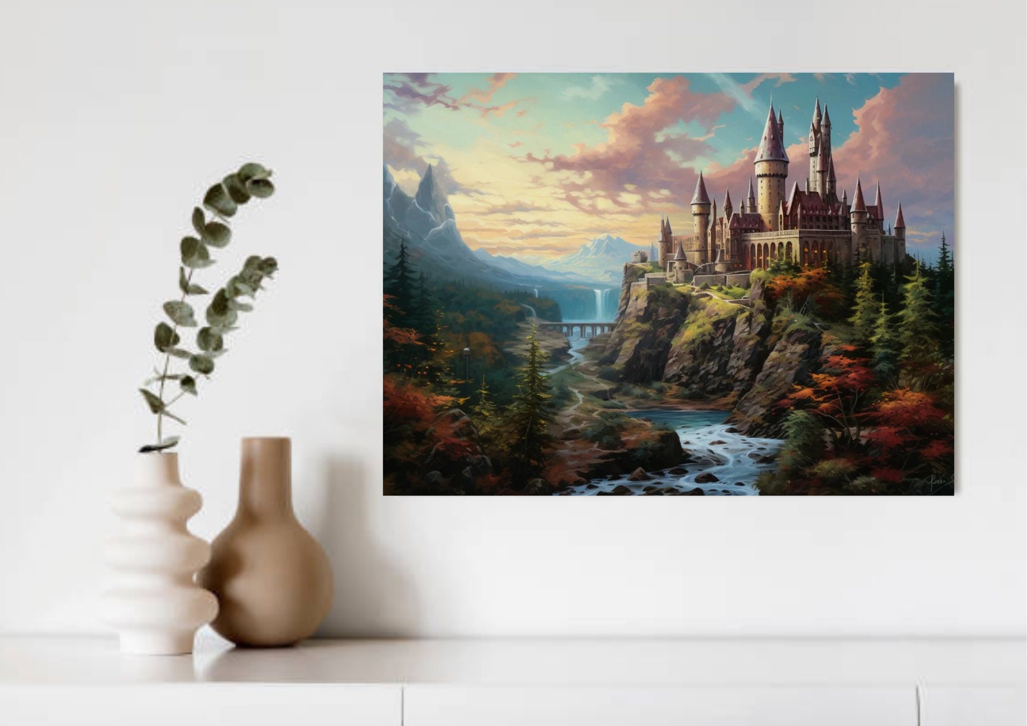 Wizarding World Castle Oil Painting Forest Landscape Wall Art. Cozy ...