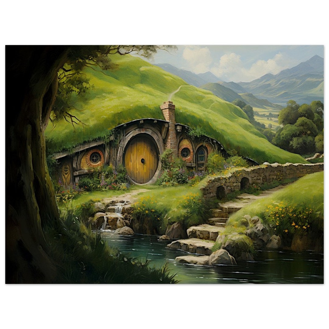 The Shire House Oil Painting Print. Hobbitcore Decor. Hobbit Hole Wall ...
