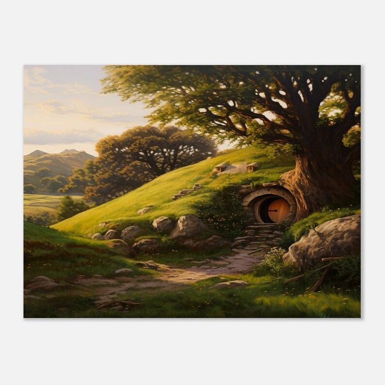 The Shire Oil Painting Print. Hobbitcore Decor. Hobbit Hole Landscape ...