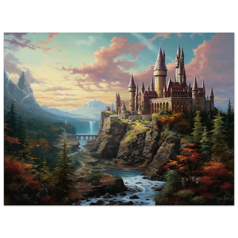 Wizarding World Castle Oil Painting Forest Landscape Wall Art. Cozy ...